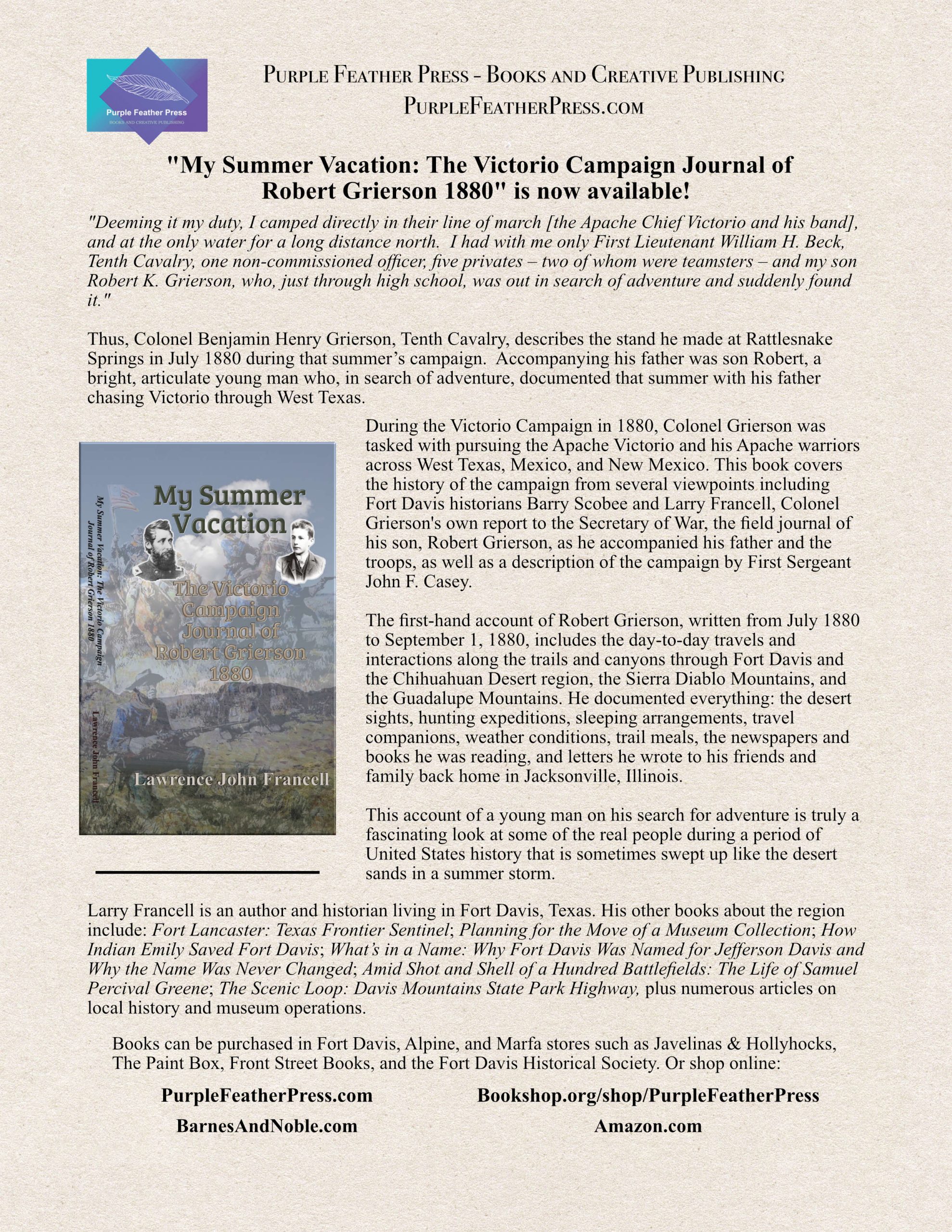 Now Available – My Summer Vacation – Purple Feather Press